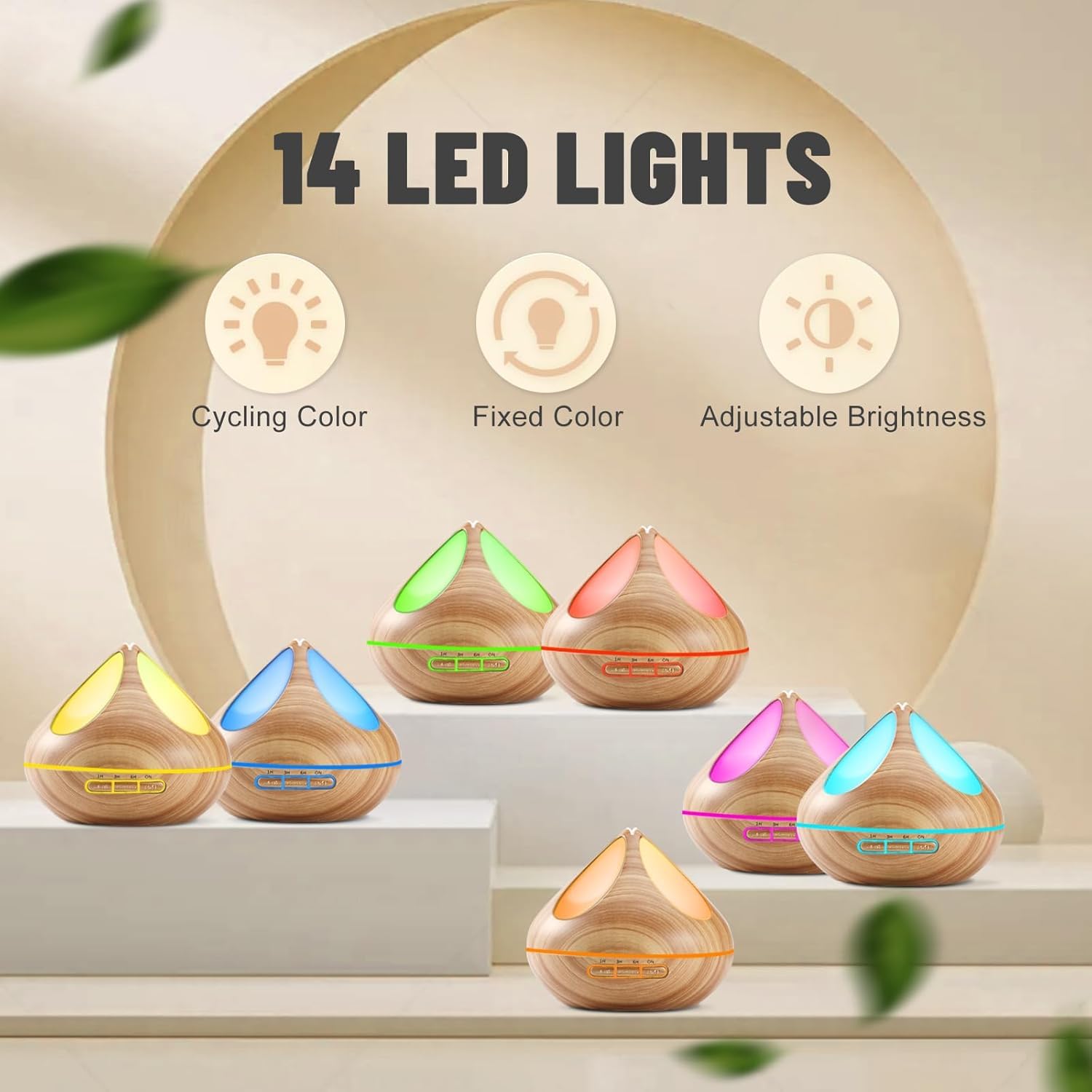 Essential Oil Diffuser, 500ml Aromatherapy Diffuser with 6 Essential Oils Gift Set, Aroma Oils Diffuser Humidifier with 14 Color Lights, 4 Timer Setting, Auto Shut-Off…