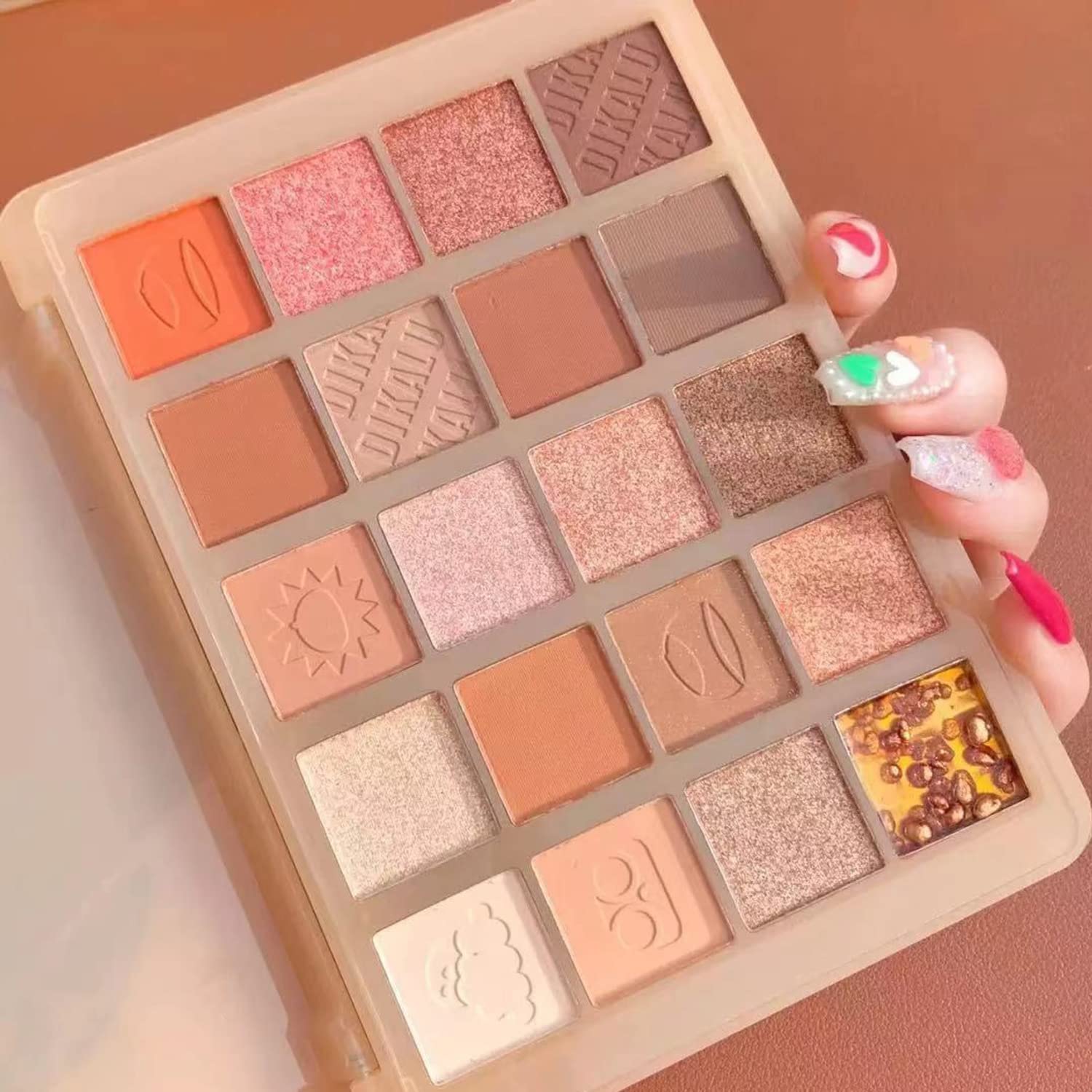 EYDEVRO 20 Colors Eyeshadow Palette Makeup Shimmer Matte and Glitter Eye Shadow Korean Makeup Palette, High Pigmented Shades, Pressed Pearls Cream Texture Eyeshadow