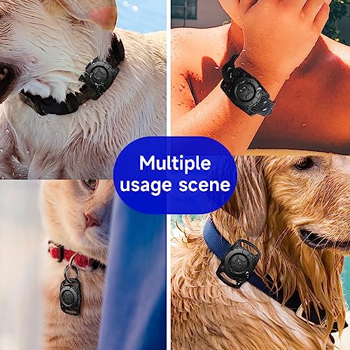 Waterproof Airtag Dog Collar Holder Airtag Case for Dog Collar TPU & Silicone Full Body Covered Anti-Lost Apple Air Tag Collar Holder Protective Airtag Case for Pet Collar Backpack(1 Pack)