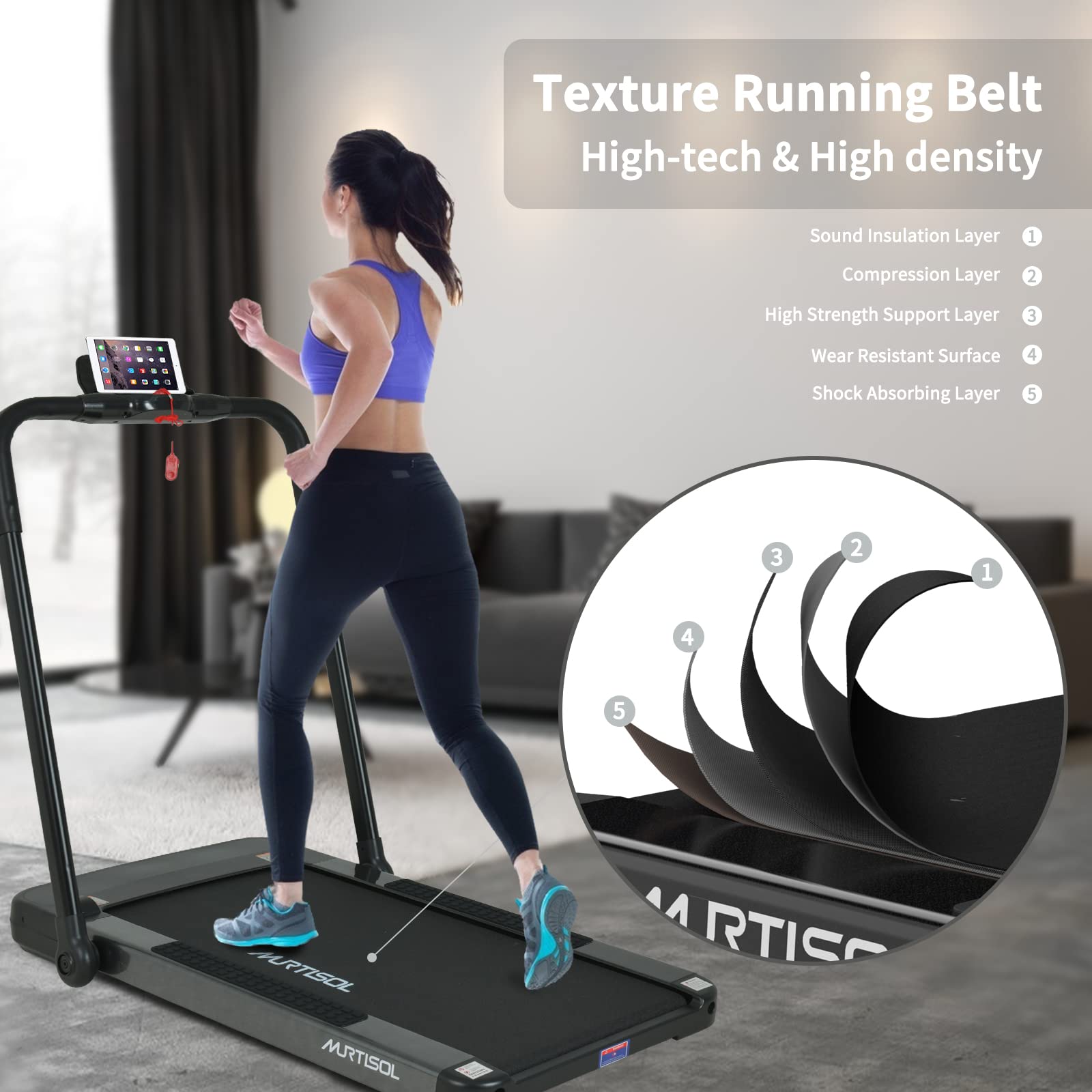 Fophet Under Desk Treadmill, 2 in 1 Folding Treadmill Installation-Free with Remote/APP Control and LED Display, Device Holder Walking Jogging Running Machine for Family & Office Use, Black