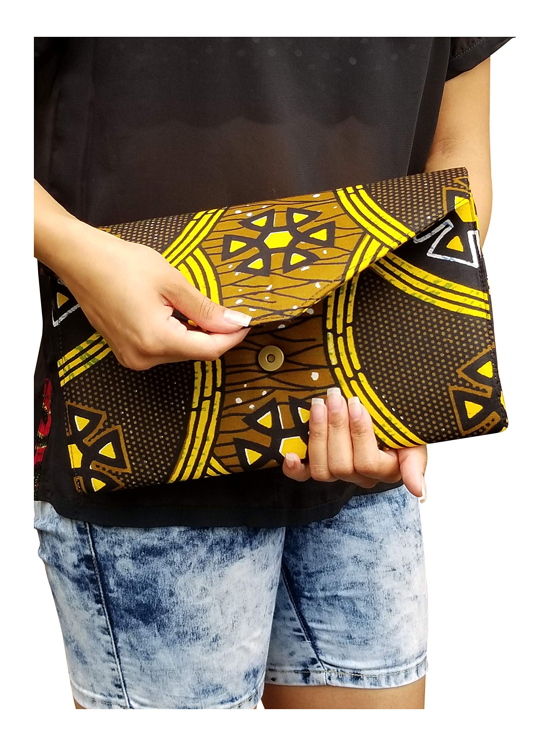 Dupsie's Black and Yellow African Print Clutch Purse
