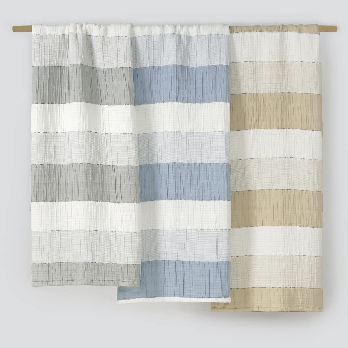 DOWN HOME Lyocell Blends Blanket Throw Reversible Super Soft Stripe Blanket Throw 60x80inch Blue