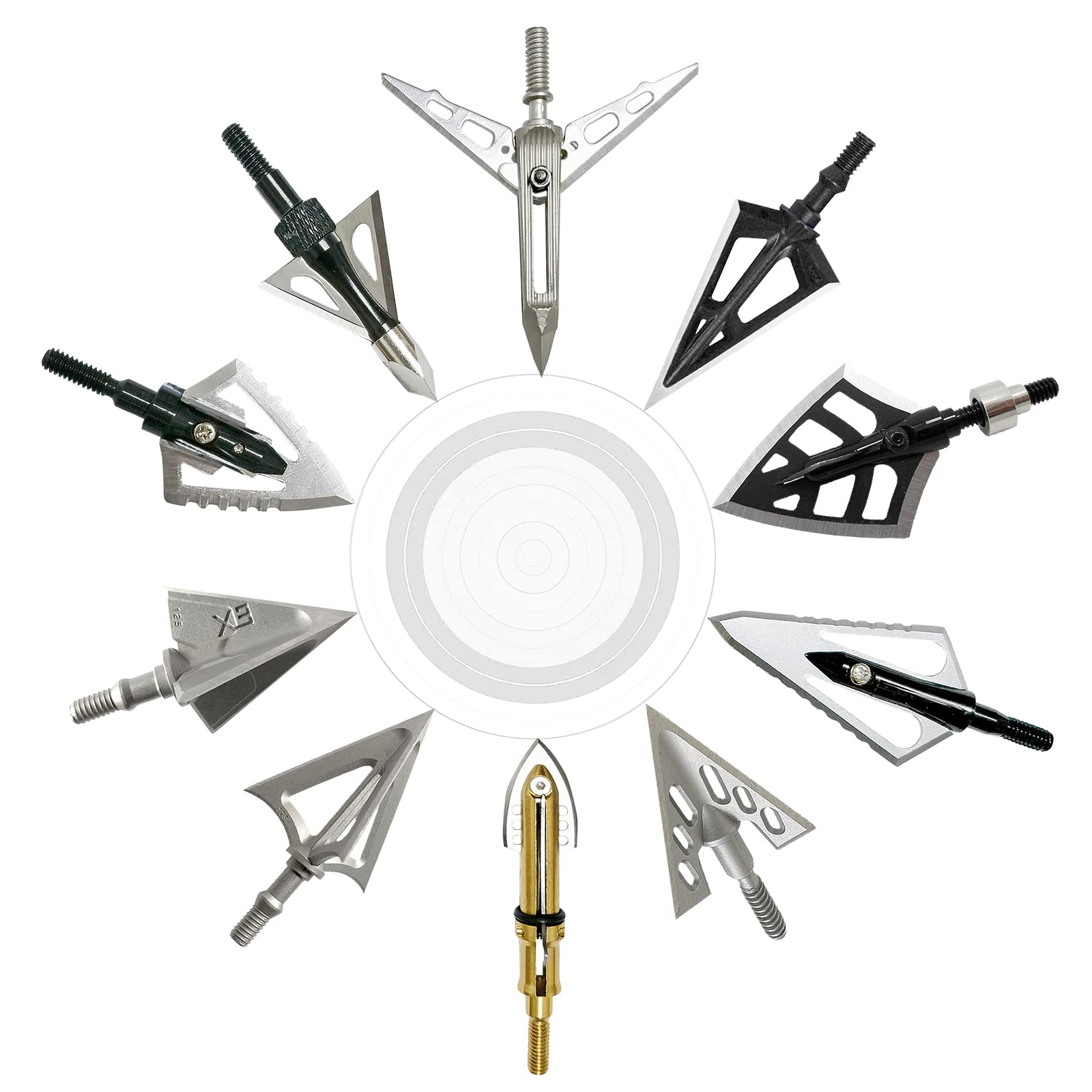 Diolili 10 Different Archery Broadheads for Practice and Hunting, Suitable for Compound Bows Recurve Bows