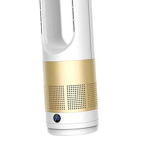KLKCMS Bladeless Fan, Floor Fan, Mute Oscillating Portable Cooling Fan, Floor Standing Fan, Tower Fan for Living Room, Office Hotel Bedroom Indoor, gold