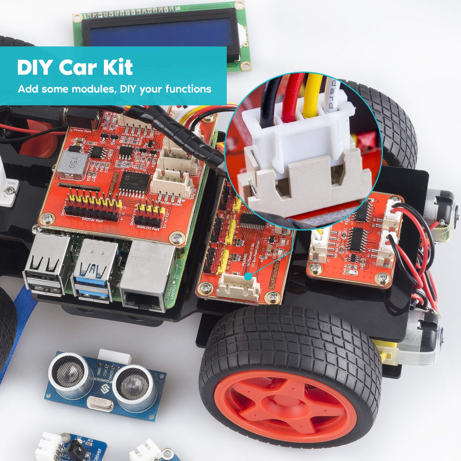 SunFounder Smart Video Car Kit V2.0 PiCar-V Robot Kit for Raspberry Pi 4 Model B 3B+ 3B Graphical Visual Programming Language, Video Transmission, Remote Control by UI on Windows Mac Web Browser