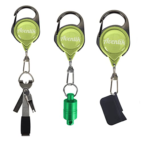 EUPHENG Fly Fishing Accessories Combo Including Fly Fishing Zinger Retractor Durable Magnetic Net Release Magnetic Tippet Threader and Multifunctional Fly Fishing Knot Tying Tools(Green)
