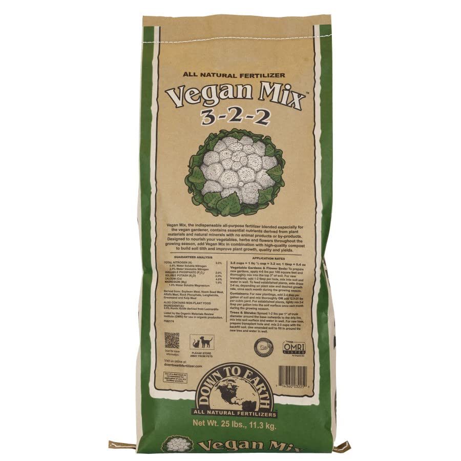 Down to Earth Vegan Mix Natural Fertilizer 3-2-2 25lb