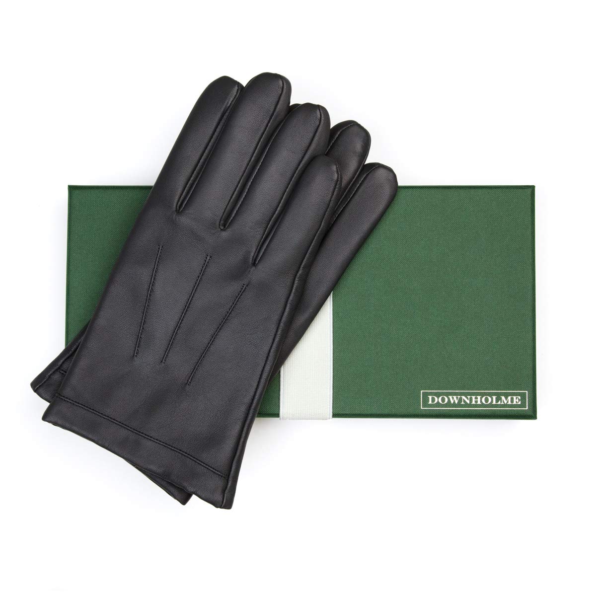 Downholme Touchscreen Leather Cashmere Lined Gloves for Men (Black, L)