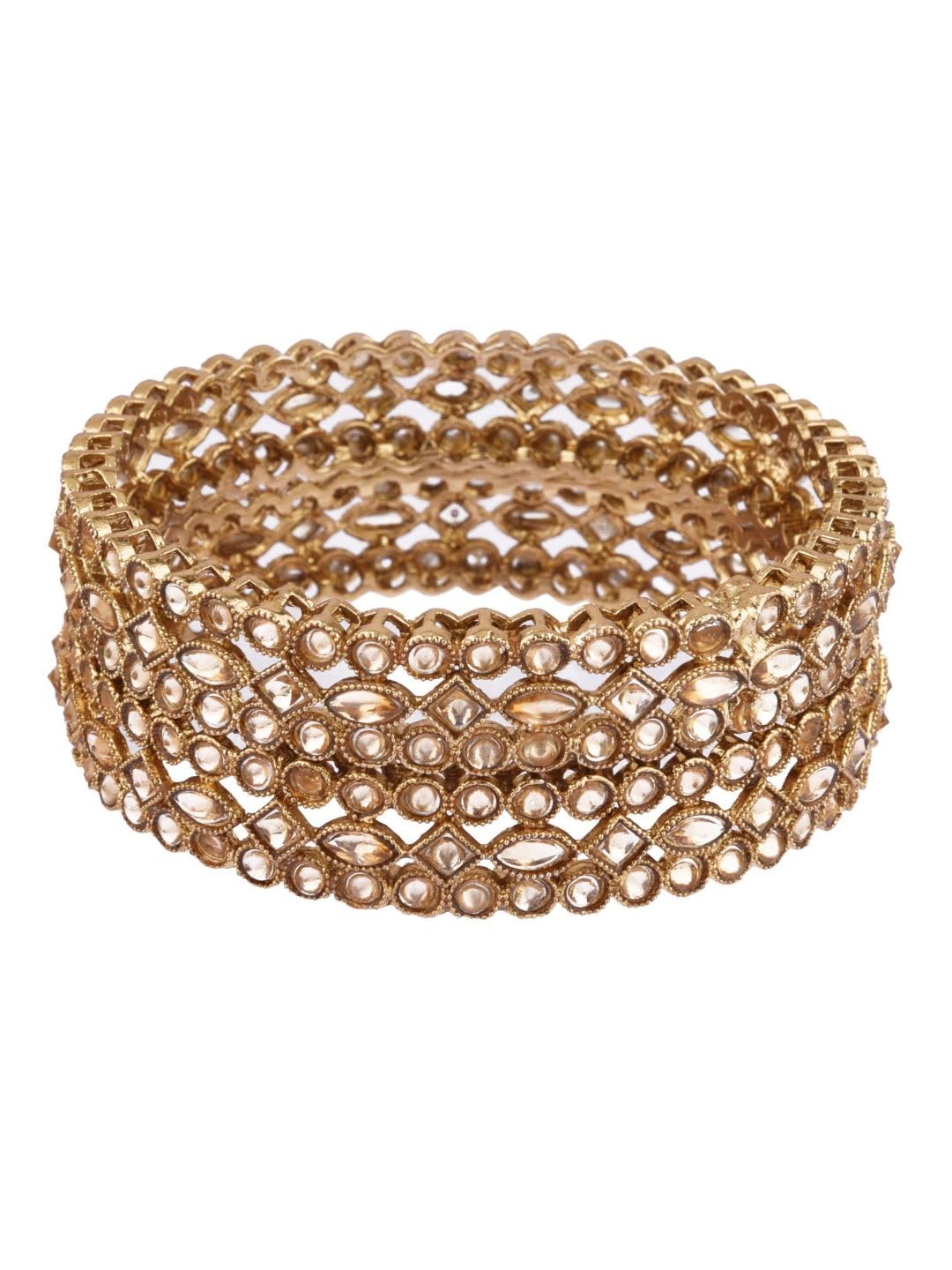 Efulgenz Indian Bangle Set Bollywood Crystal Kundan Bangle Bracelet Jewelry for Women