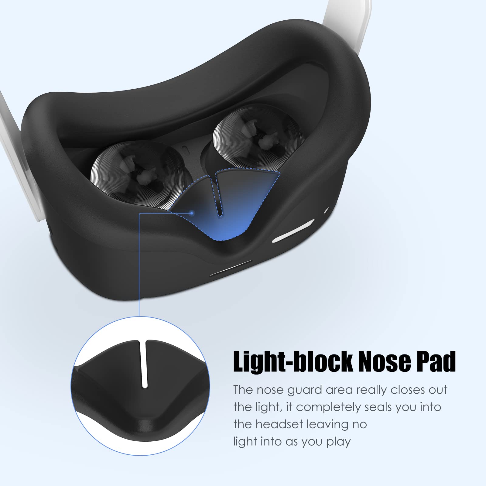 for Oculus Quest 2 Accessories, Quest 2 VR Silicone face Cover, VR Shell Cover, Touch Controller Grip Cover(Black)
