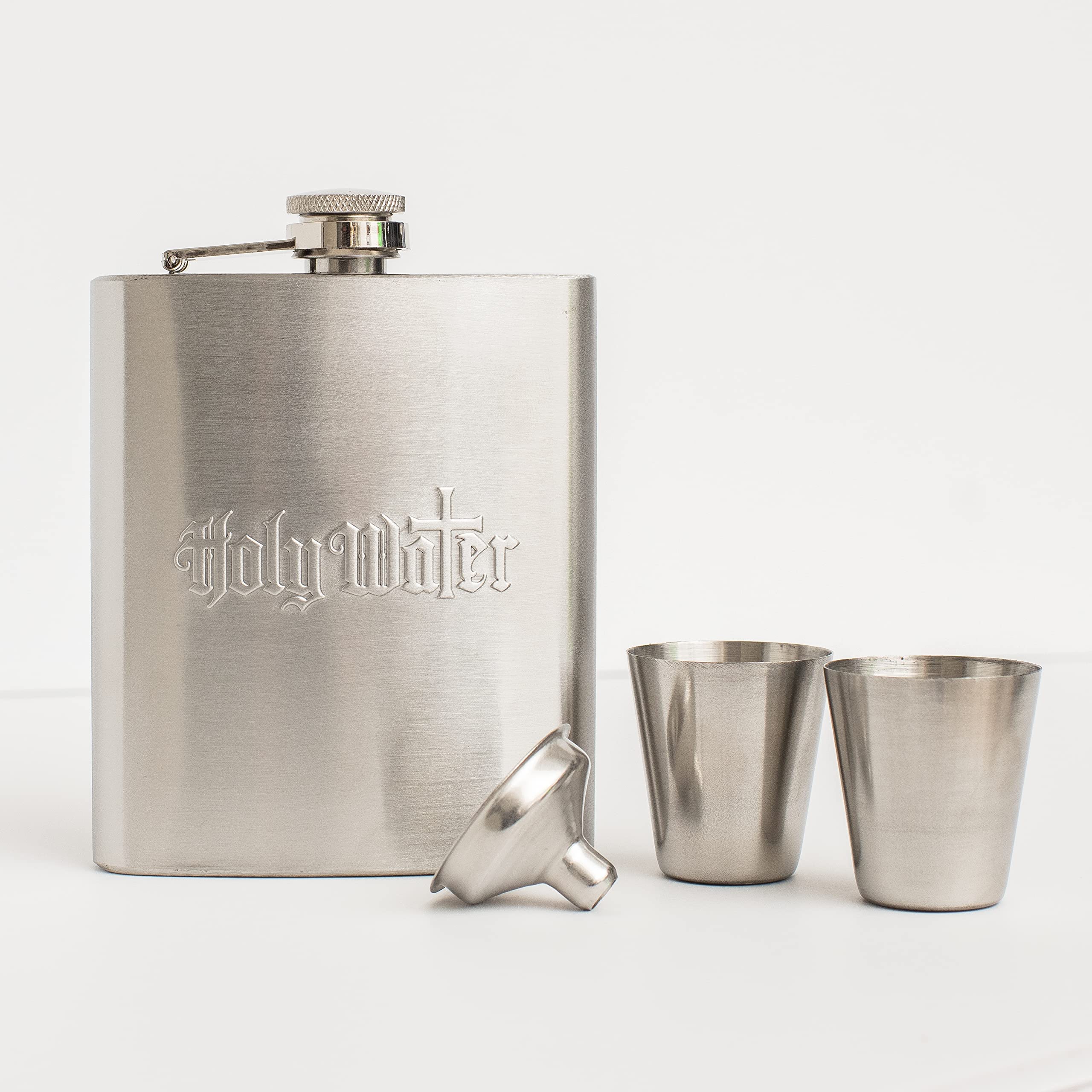 Funderstood Dracula Holy Water Hidden Barware Book Safe, Gothic Secret Liquor Flask with Two Stainless Steel Shot Glasses, Gothic Gift Set, Goth Decor - 2.25β X 6.125β X 9.5β