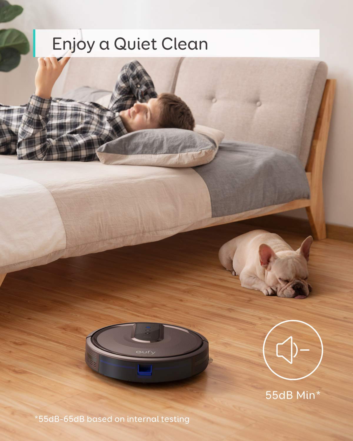 eufy BoostIQ RoboVac 15T Upgraded, Super-Thin, 1500Pa Strong Suction, Touch-Control Panel, Quiet, Self-Charging Robotic Vacuum, Cleans Hard Floors to Medium-Pile Carpets, Brown (Renewed)