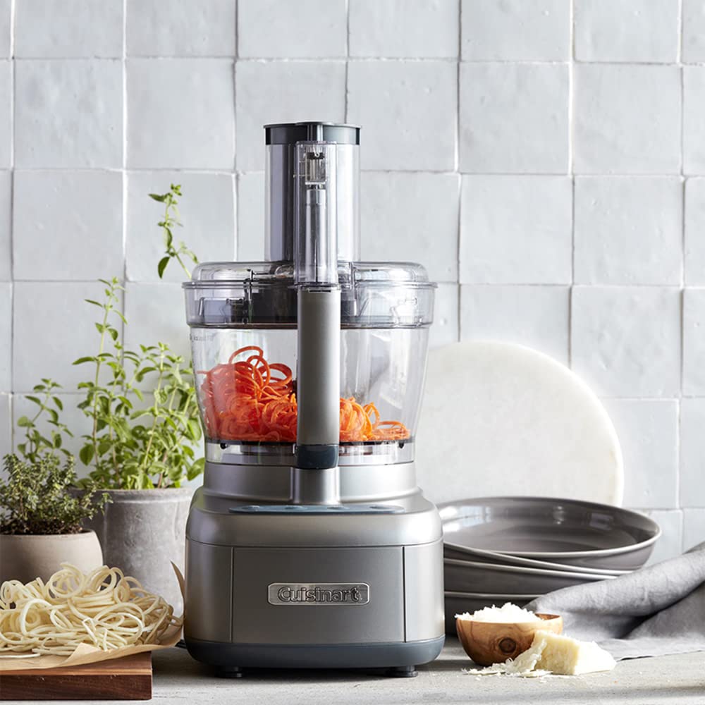 Cuisinart FP-1300SVWS Elemental 13-Cup Food Processor with Spiralizer and Dicer, Silver Bundle with Deco Chef Pair of Red Heat Resistant Oven Mitt