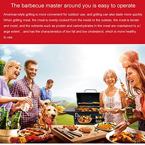DADHI Trolley Smoker Durable Collapsible Charcoal BBQ Grill,Charcoal-Fueled BBQ Grill with Bottom Shelf