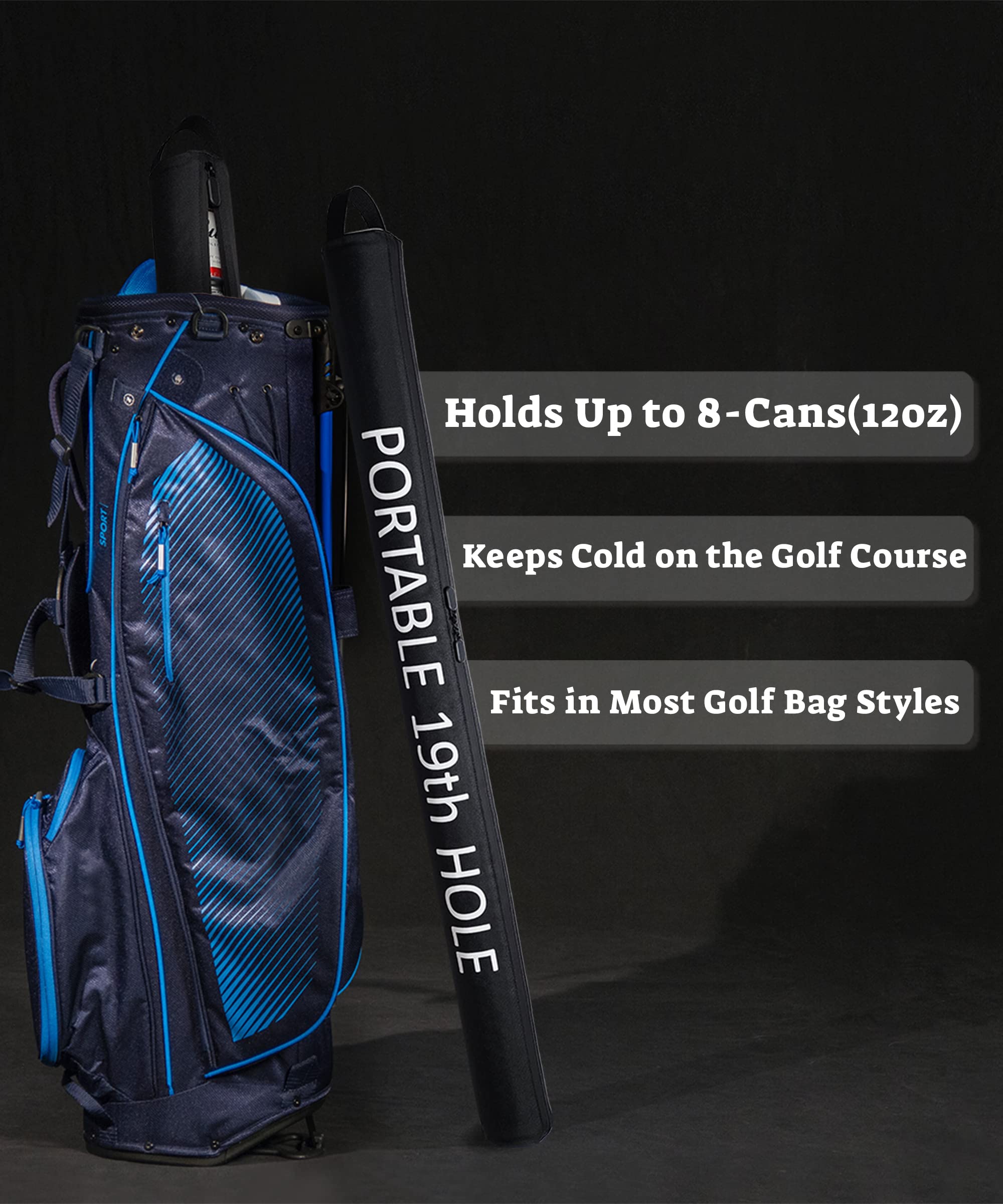 Ensol Rico 8-Cans Beer Sleeve(8 x 12oz Cans) - Insulated Cooler Bag Stores Up to 8 Can(12oz) / 6 Can(16oz) & Keeps Them Cold - The Portable 19th Hole