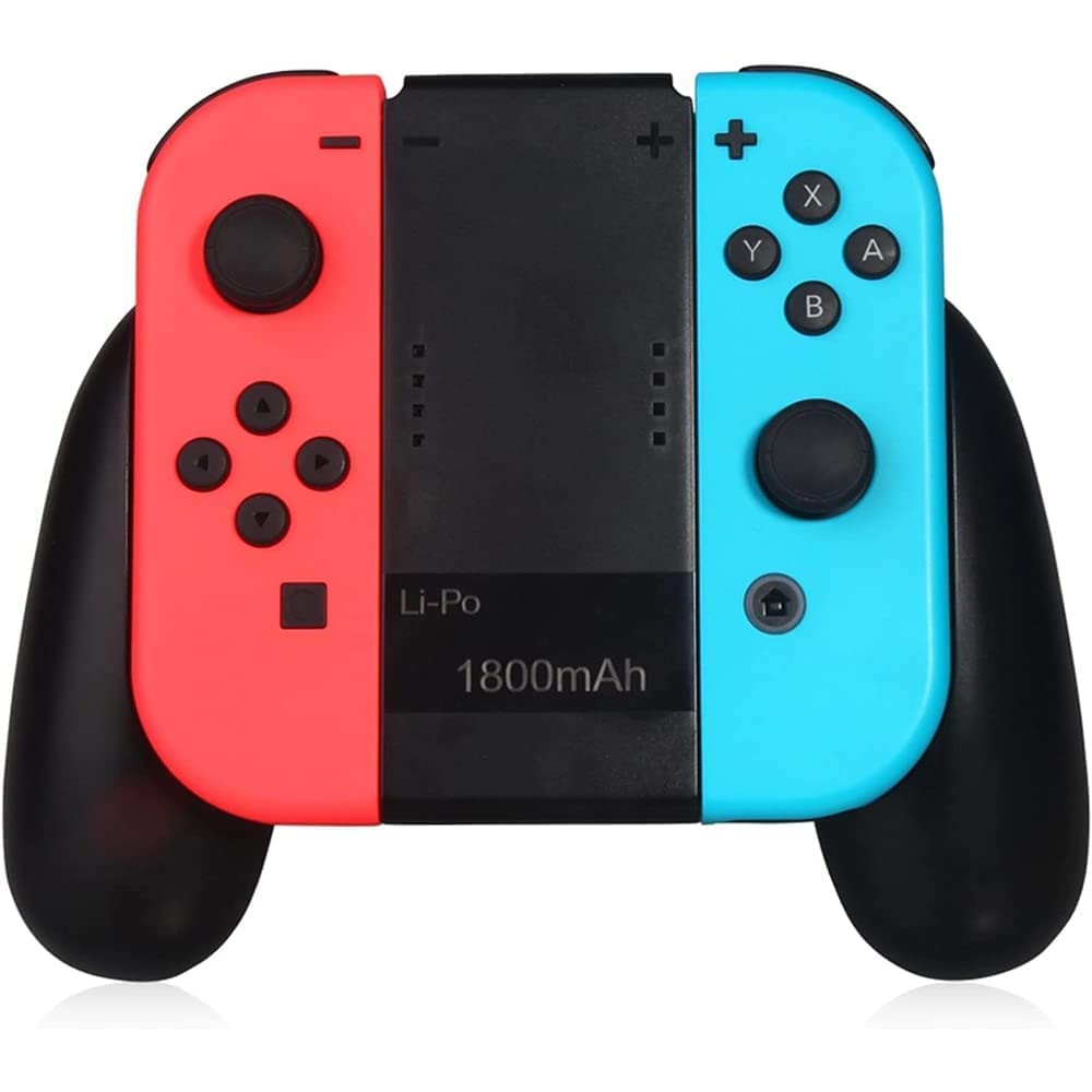 Dobe Joy Con Charging Grip with 1800mAh Battery, 2-in-1 Comfort Grip for Nintendo Switch Joy-Con Controller, Joycon Charger with 32in USB-C Cable, Power & Charge Indicators, Overcharge Protection