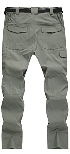 WENRONSTA Men's Hiking Work Cargo Pants Quick-Dry Lightweight Waterproof 6 Pockets Outdoor Mountain Fishing Camping Pants Sage Green M