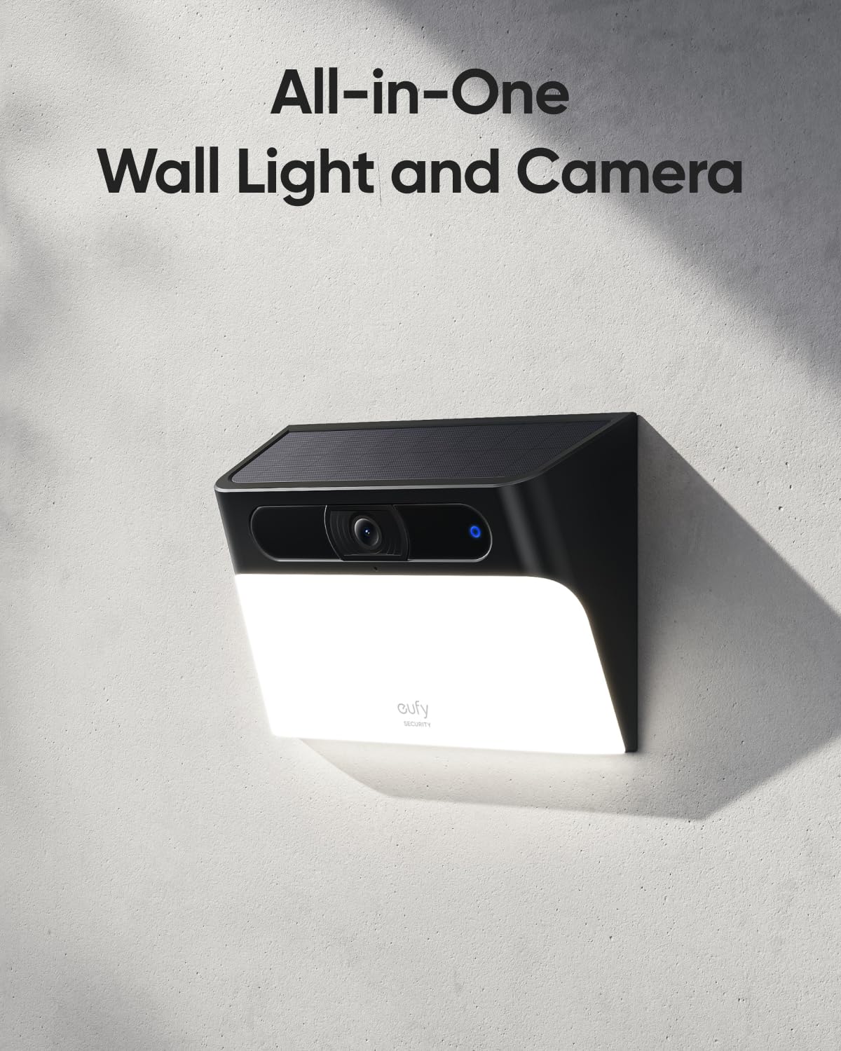 eufy Security Solar Wall Light Cam S120,Solar Security Camera,Wireless Outdoor Camera,2K Camera, Forever Power,Motion Activated Light,AI Detection,IP65 Waterproof,Spotlight,No Monthly Fee (Renewed）