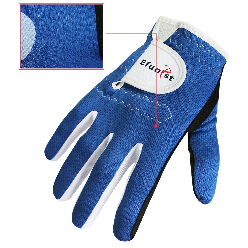 Efunist 1 Pair Junior Kids Youth Toddler Boys Girls Golf Gloves Dura Feel Blue Red Green Left Hand Right Hand (Blue, Medium)