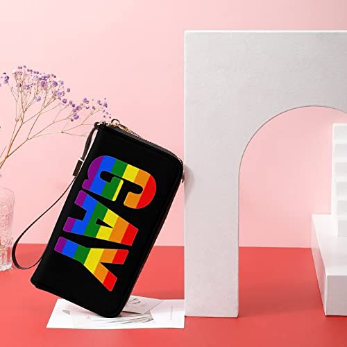 FunnyStar LGBT Gay Pride AF Women's Long RFID Hand Wallet Wristlet Clutch Purse PU Leather Handbag with Wrist Strap