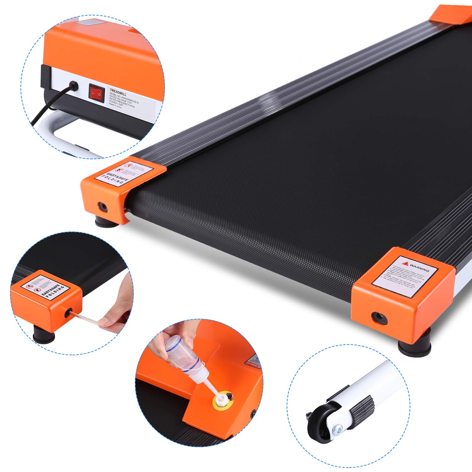 Flyerstoy Folding Electric Treadmill Exercise Equipment Walking Running Machine with 'Pacer Control' & Heart Rate System (1.5HP-Orange)
