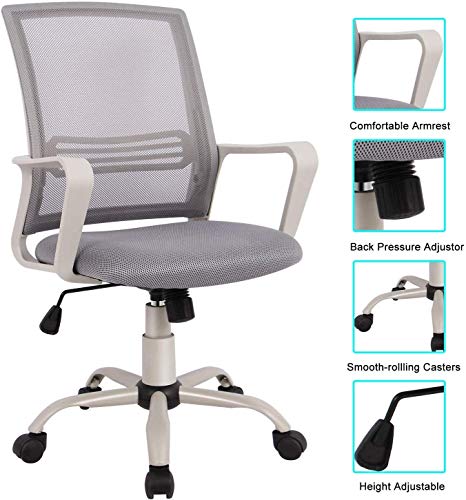 Office Chair, Desk Chair Home Office Chair Mesh Computer Chair Ergonomic Office Chair with Lumbar Support Armrests, Mid Back Task Chair Adjustable Swivel Rolling Chair for Home Office, Living Room