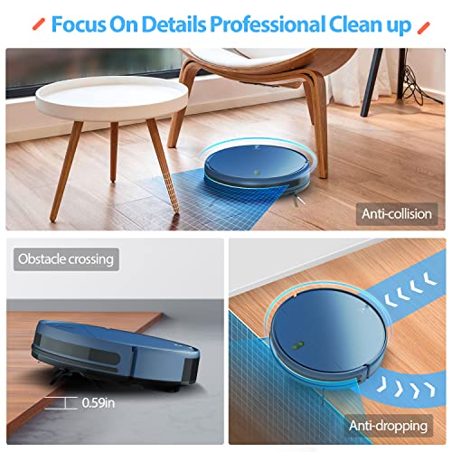 ZCWA Robot Vacuum and Mop Combo, Robot Vacuum Cleaner and Smart Robotic Vacuums Compatible with WiFi/APP/Alexa, Mopping System Scheduling for Pet Hair, Hard-Floor and Carpet(Royal-Blue)