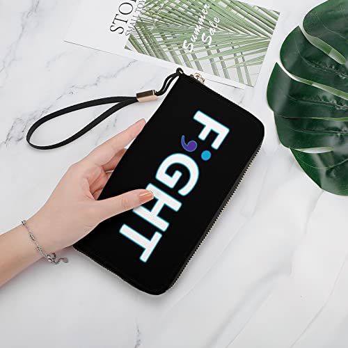 FunnyStar Semicolon Live Suicide Prevention Women's Long RFID Hand Wallet Wristlet Clutch Purse PU Leather Handbag with Wrist Strap
