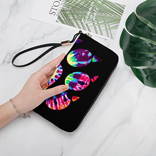 FunnyStar Tie Dye Animal Paw Print Women's Long RFID Hand Wallet Wristlet Clutch Purse PU Leather Handbag with Wrist Strap