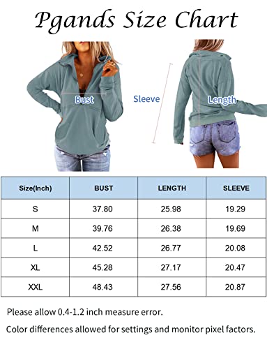 PGANDS Women's Casual Long Sleeve Half Zip Up Sweatshirt Hoodies Lapel Plain Stylish Loose Pullover Tops for Leggings