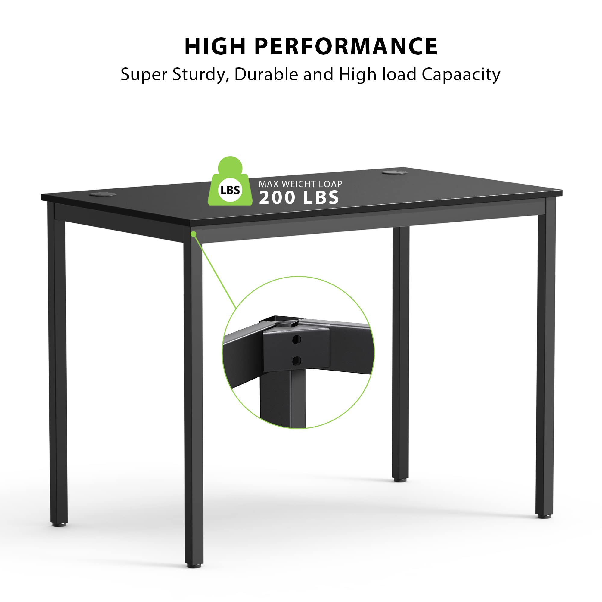EUREKA ERGONOMIC 47 Inch Teak Home Office Computer Desk, Simple Modern Sturdy Work Study Writing PC Gaming Table for Large Space Adults Teens Kids Sewing Bedroom Kitchen Dinning Room, Black Metal Legs