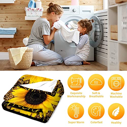 Sunflower Blanket Beautiful Sunflowers Throw Blanket Soft Flannel Lightweight Blanket Gifts for Kids Adults 50"x40"
