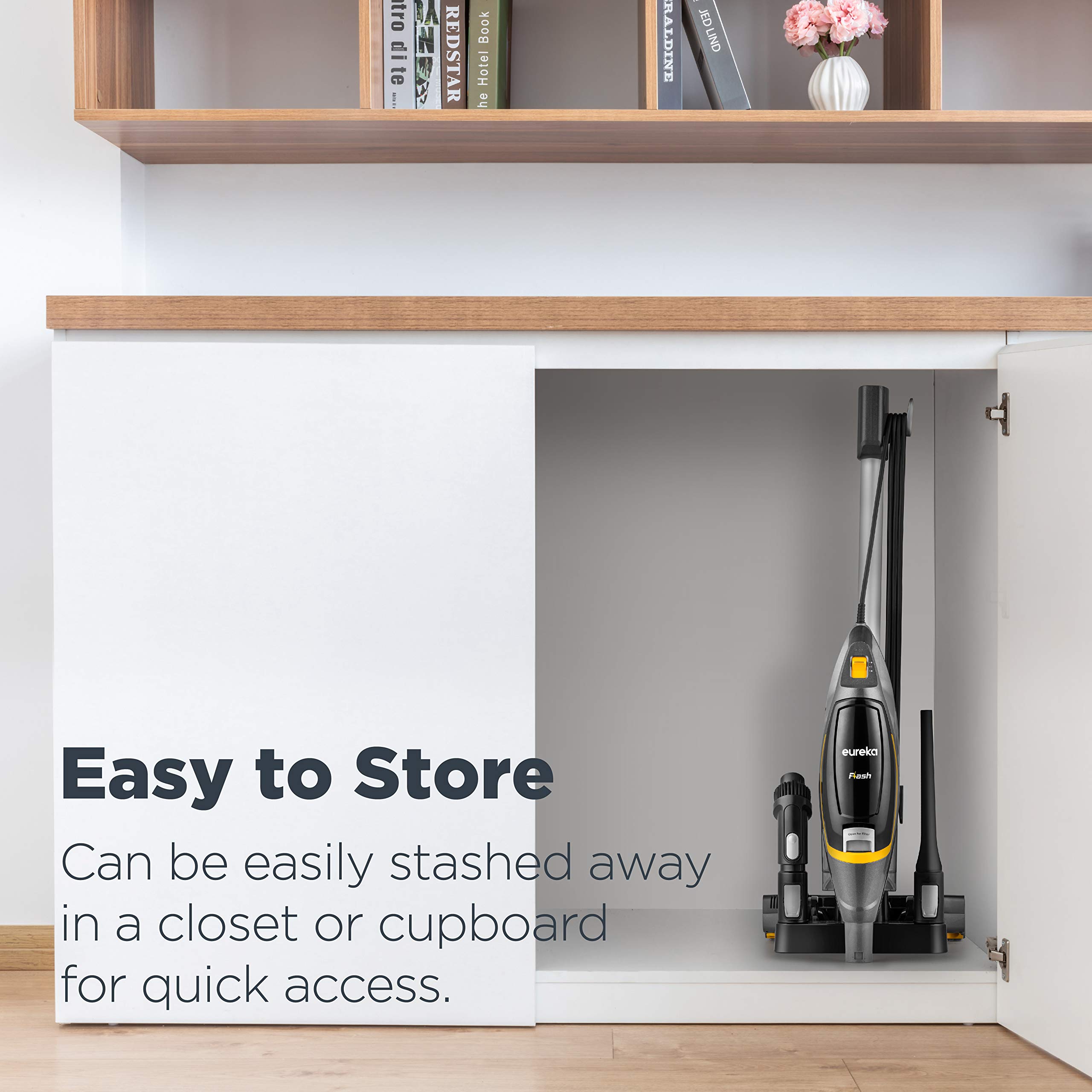 Eureka Flash Lightweight Stick Vacuum Cleaner,15KPa Powerful Suction, 2 in 1 Corded Handheld Vac for Hard Floor and Carpet, Black, NES510 (Renewed)