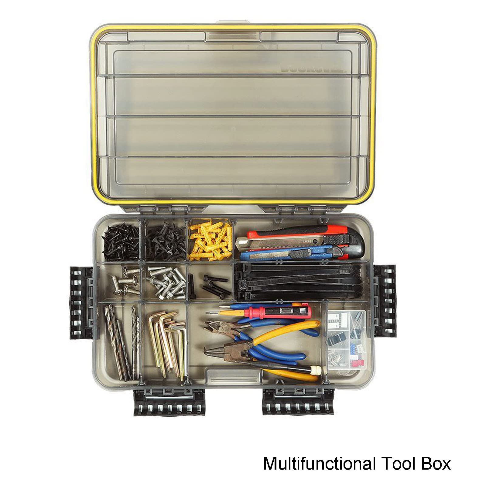 Eupheng 2pc Fly Fishing Tackle Box Storage Trags Organizer Boxes Transparent Adjustable Dividers Hold Terminal Fishing Tackle Lures Boxes 10.6''X6.6''X2''(Grey)