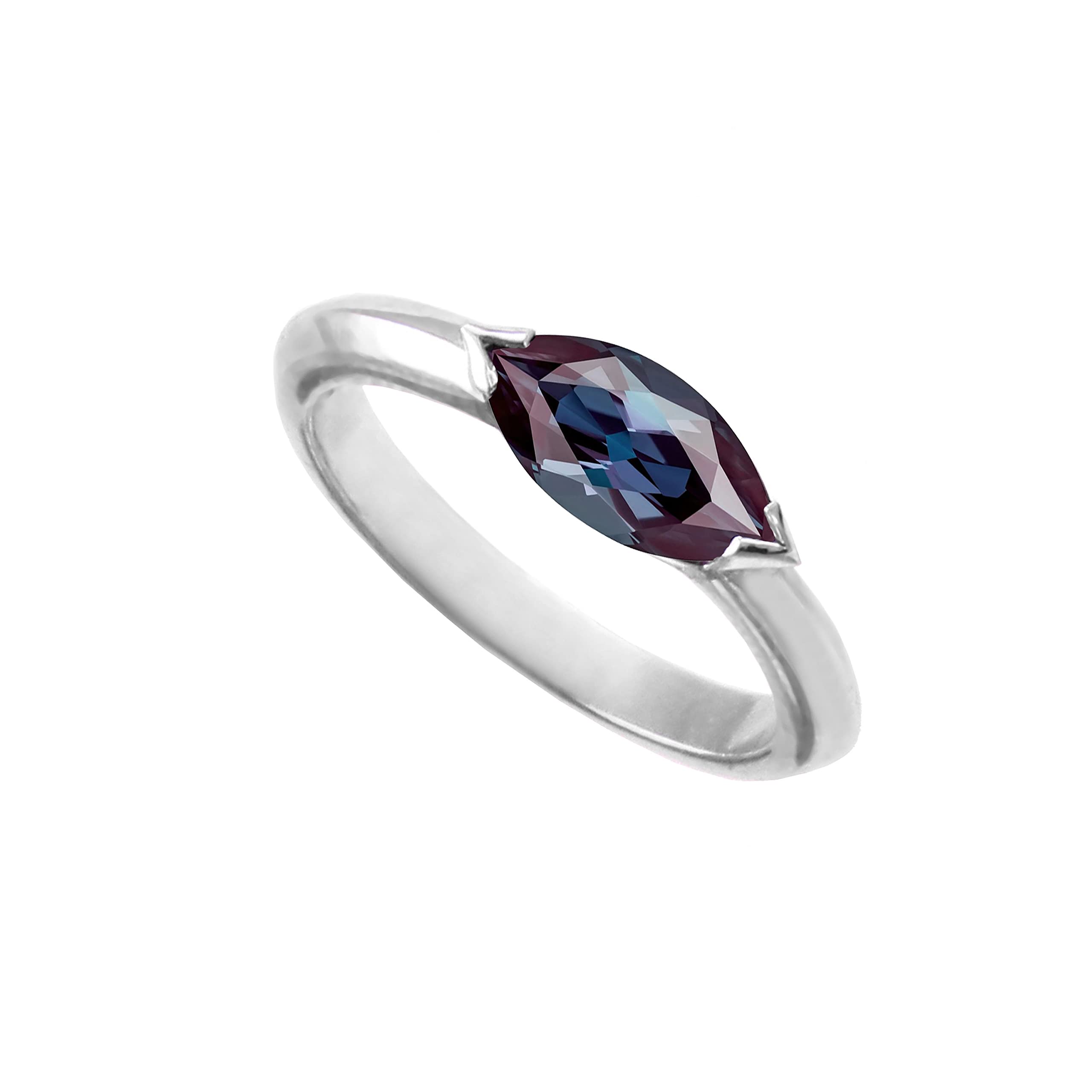 Foreverblings alexandrite ring marquise shaped ring color changing stone gift for her june birthstone ring solitaire ring (11)