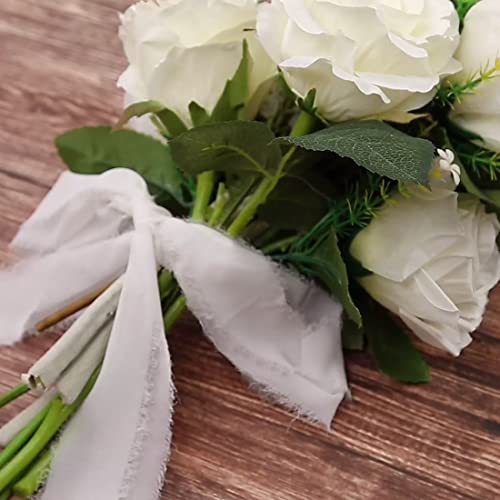 YAKA 4 Rolls Handmade Fringe Chiffon Silk Ribbon Mixed Color Gauze 1.5" x 7.5Yd Ribbons Set for Wedding Invitations, Bridal Bouquets, Gifts Wrapping, DIY Crafts Gifts Wrapping & Bow Making