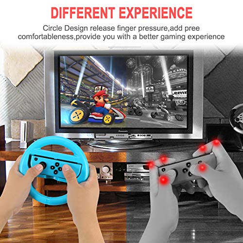 EuroBird Switch Wheel& 2 Pack Switch Mario Steering Wheel Switch Racing Game Steering Wheel for Switch(Blue&Red)…