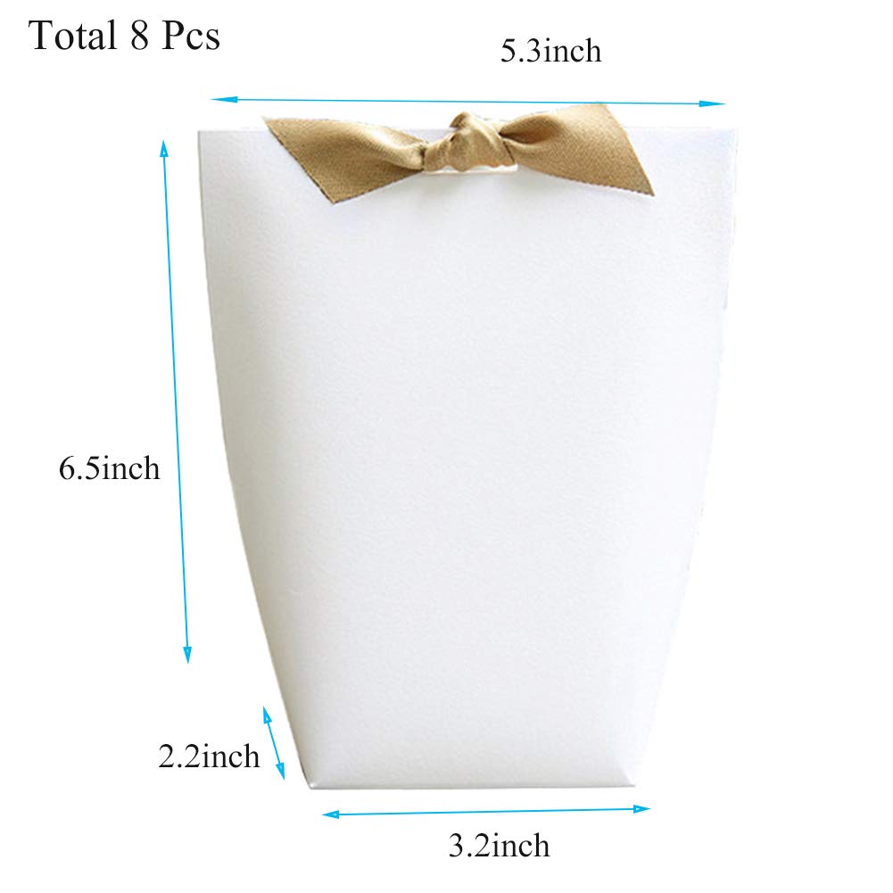 SHHS (8pcs White) Gift Wrap Boxes Packing Bags, Minimalist Gift Boxes Valentine's Day, Decorative Presents Box Bundle for Packing Clothes Accessories/Tie