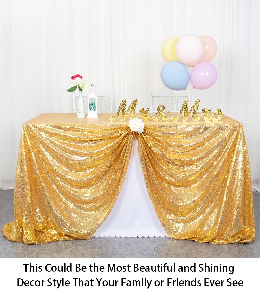 ShiDianYi Gold-50inx72in Rectangular Sequin Tablecloth Popular Bridal Dress Table Cloth,Fashion Tablecloth Overlay