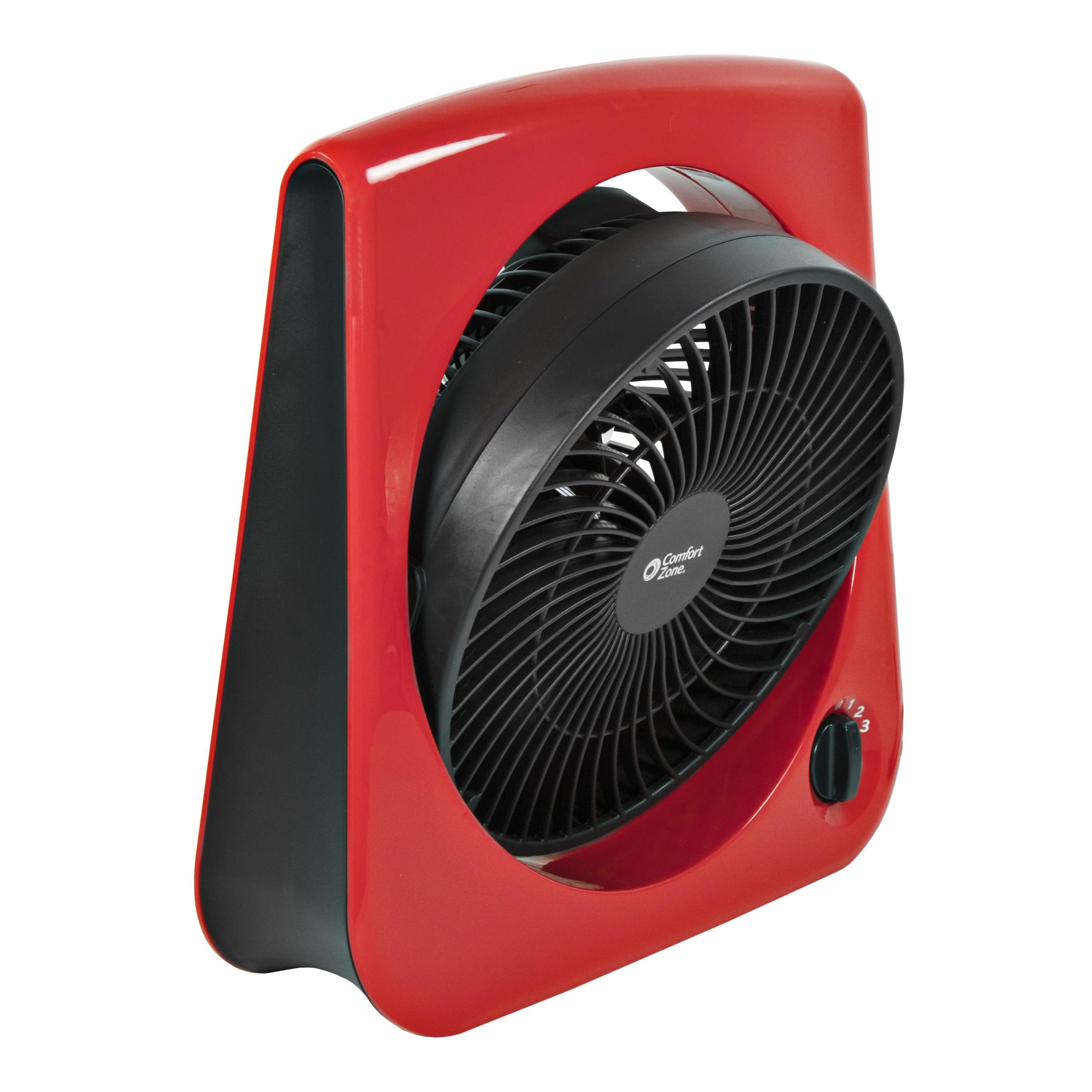 Comfort Zone 10" 3-Speed Turbo Table/Desk Fan with 180-Degree Adjustable Head, Adjustable Tilt, Ideal for Home, Bedroom & Office, CZ111RD