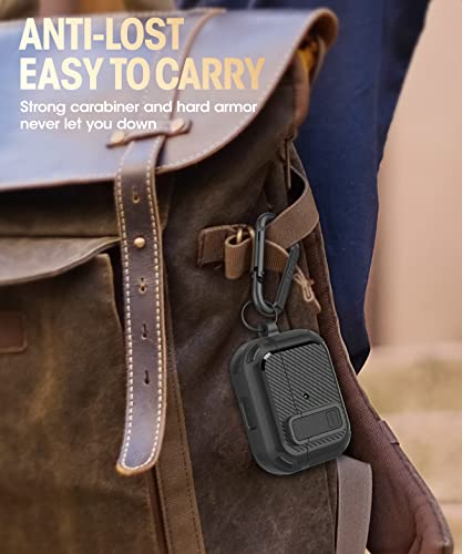 Koaichi for AirPods Pro(2nd/1st Generation) Case, Full-Body Ultra-Hard Shell Protective Cover with Lock, Powerful Drop Protection, Well Built Case Designed for AirPods Pro (2022/2019), Black