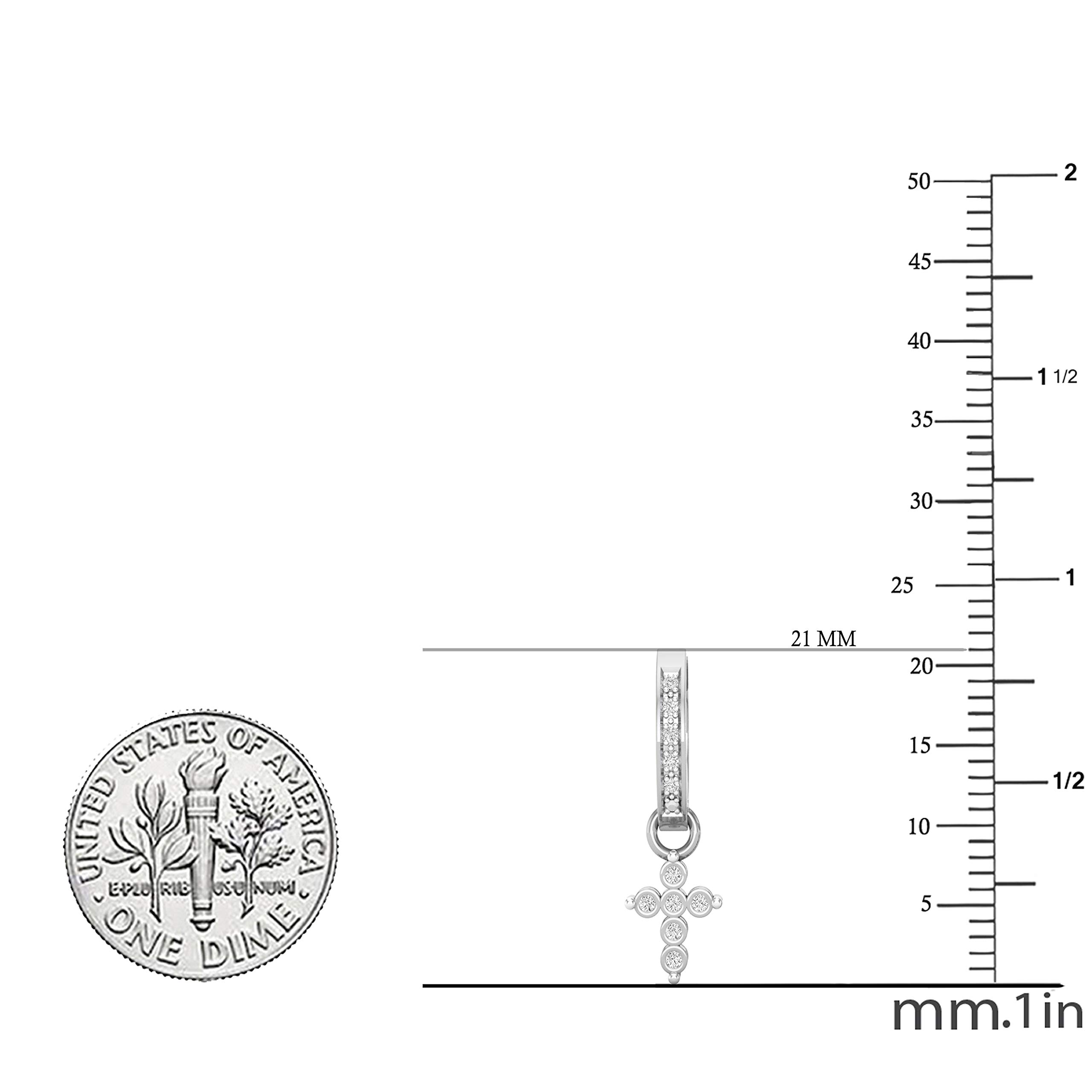 Dazzlingrock Collection 0.15 Carat (ctw) Round White Diamond Ladies Cross Religious Dangling Drop Earrings, 10K White Gold