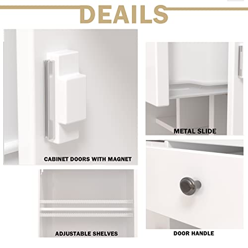Modern Coffee Bar Cabinet, 47β Storage Cabinet Sideboard Buffet Barn Door Drawer Open Shelf for Kitchen, Dining/ Living Room 47" x 16" x 32"(White)