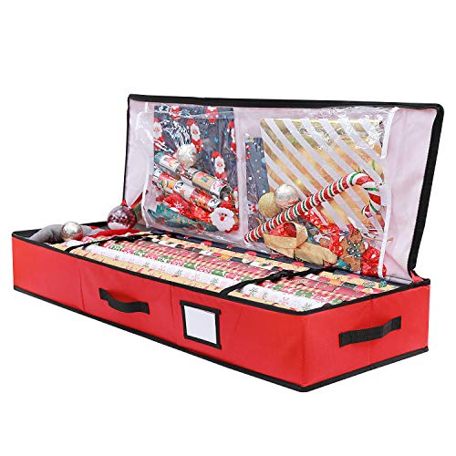 Ohuhu Wrapping Paper Storage Containers, Gift Wrap Organizer, Wrapping Paper Holder, 600D Oxford Cloth Tear-Resistant and Waterproof, 40.5'' Fits 18-24 Standers Rolls (red)