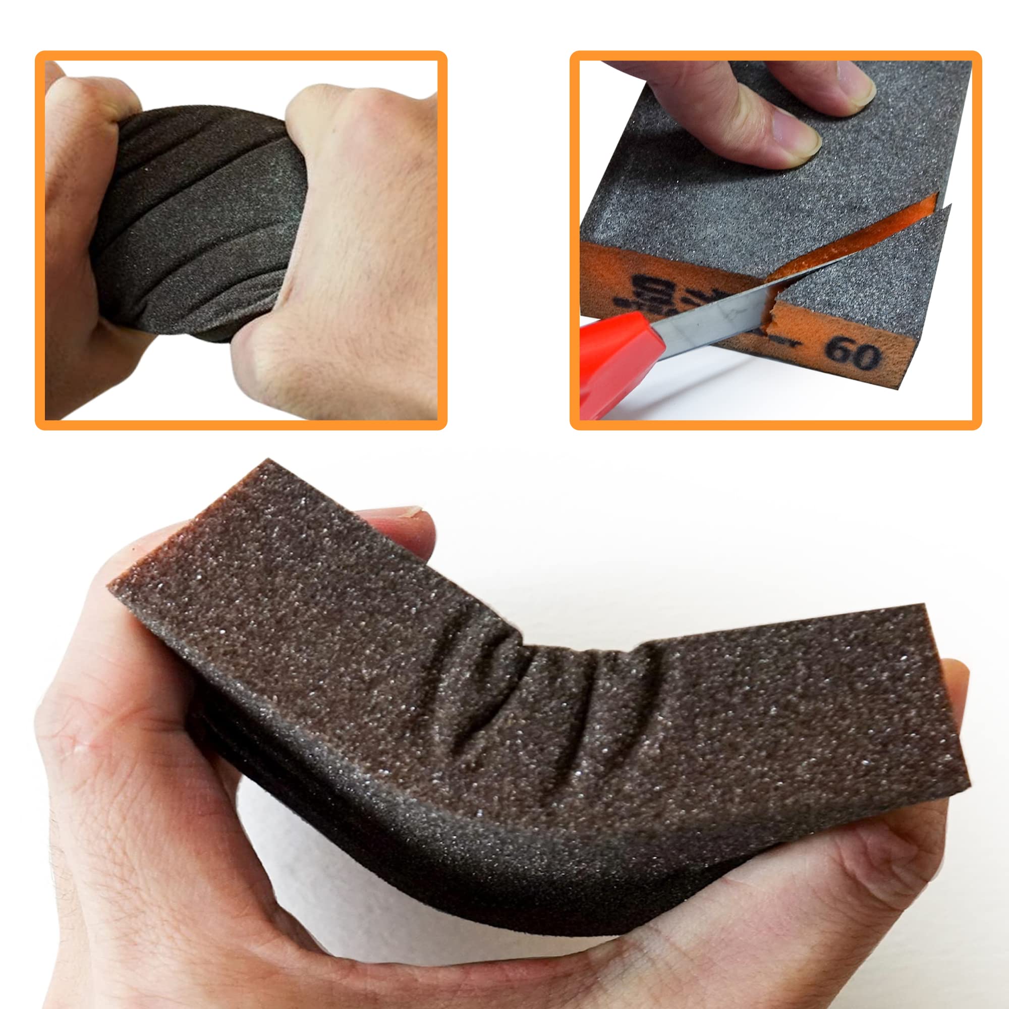 Sanding Sponge, 60 80 120 220 Coarse Medium Fine Grit Sanding Block, Sander Sponges for Drywall Metal, Sandpaper Sponge Sanding Blocks for Wood 4 Pcs by S&F STEAD & FAST