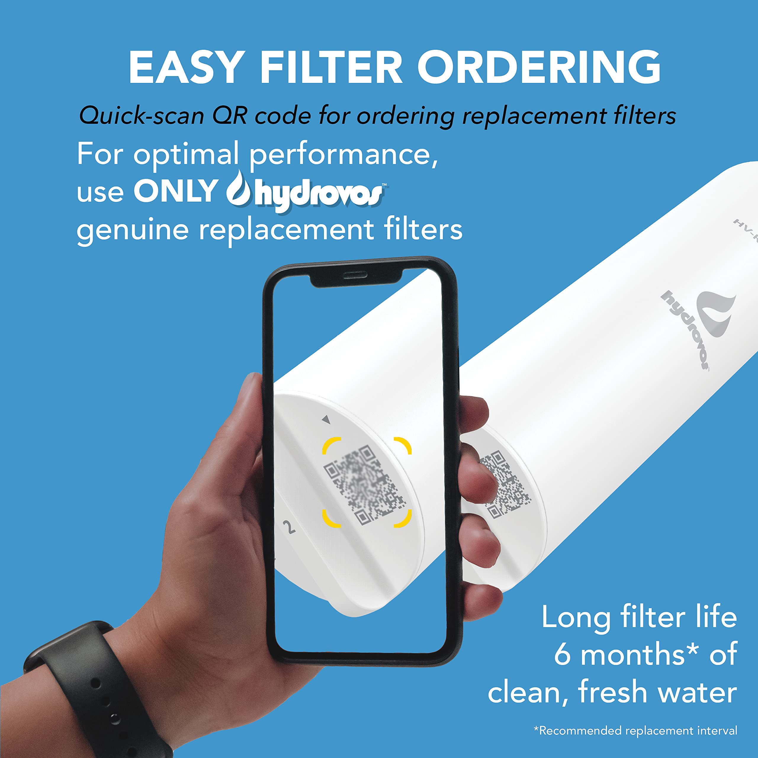 HYDROVOS HV-RO1-PRE/POST Filter, Replacement Cartridge #1 for HV-RO1400-OD and HV-RO1600-OD Tankless Reverse Osmosis System, Easy DIY Filter Changes