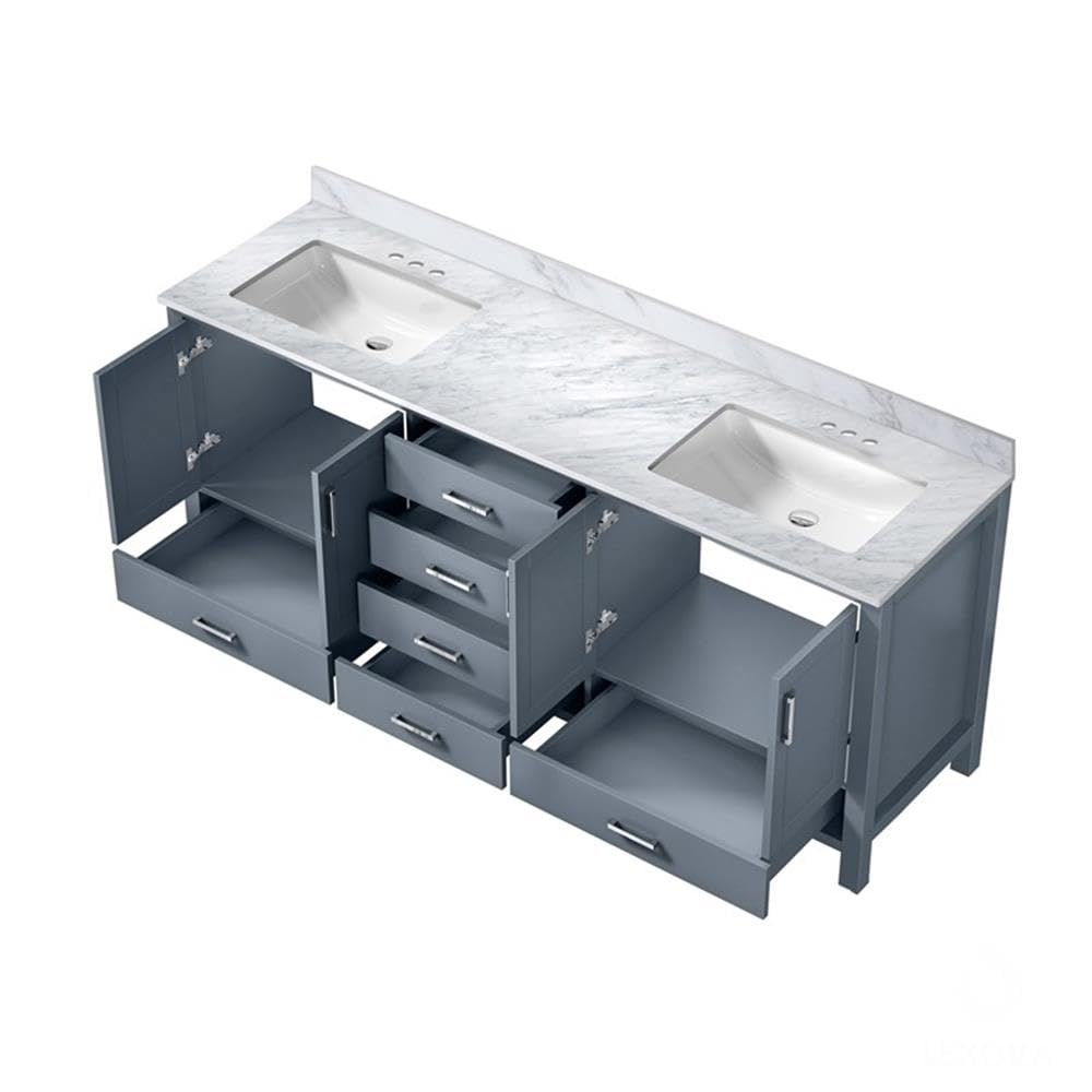 Lexora Jacques 80 in. W x 22 in. D Dark Grey Double Bath Vanity and Carrara Marble Top