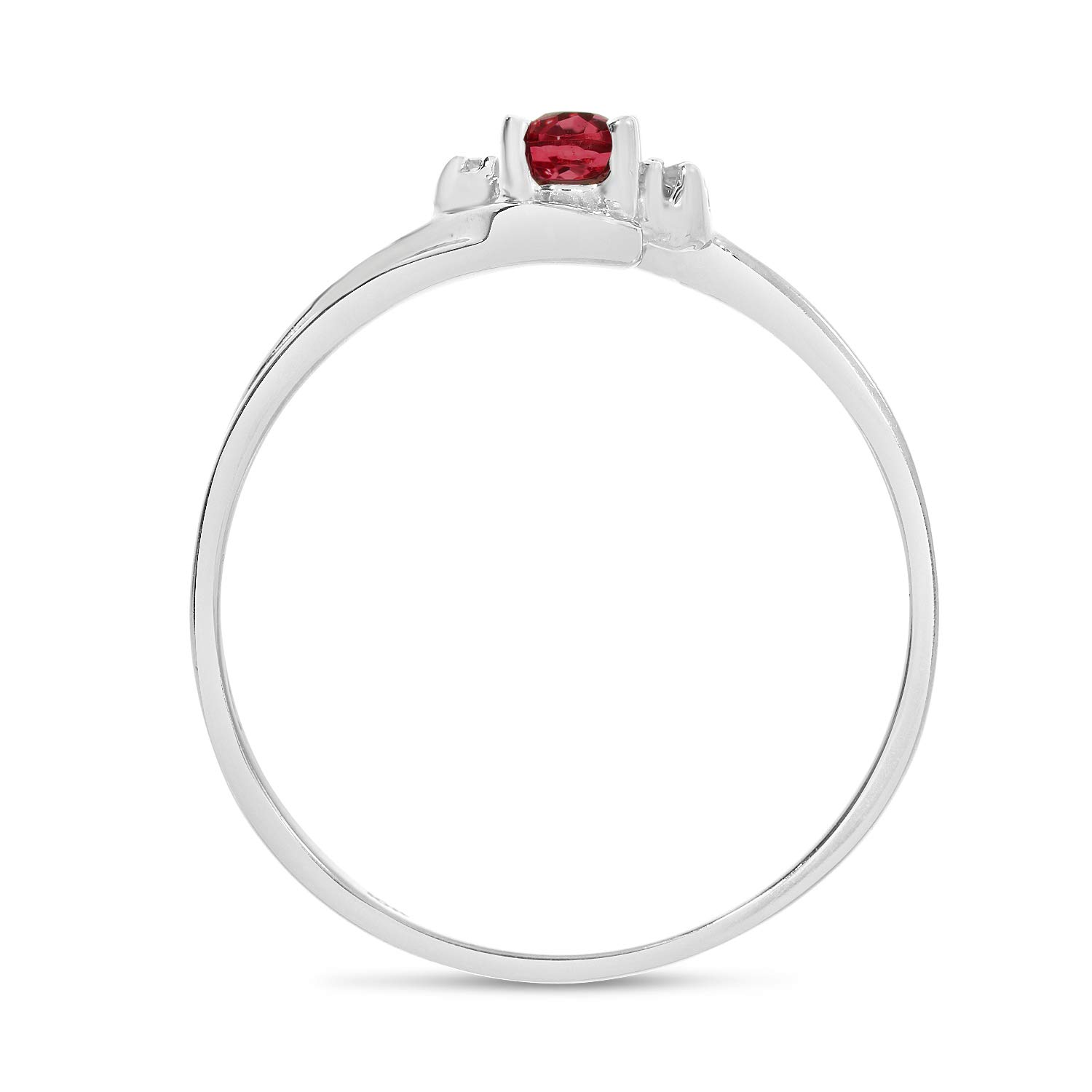 Direct-Jewelry 10k White Gold Oval Garnet And Diamond Ring (Size 6.5)
