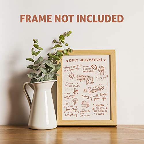 Inspirational Wall Art Affirmations Poster - Original Hand Drawn Artwork - Motivational Positive Self Love Quotes - Decor for Office, Bedroom, Kids Teens Girls Women - 8x10 - Unframed