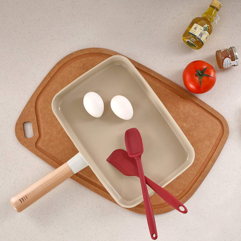 Fika NEOFLAM Brunch Pan for Stovetops and Induction | Wood Handle | Made in Korea (11.4 inches X 8 inches)
